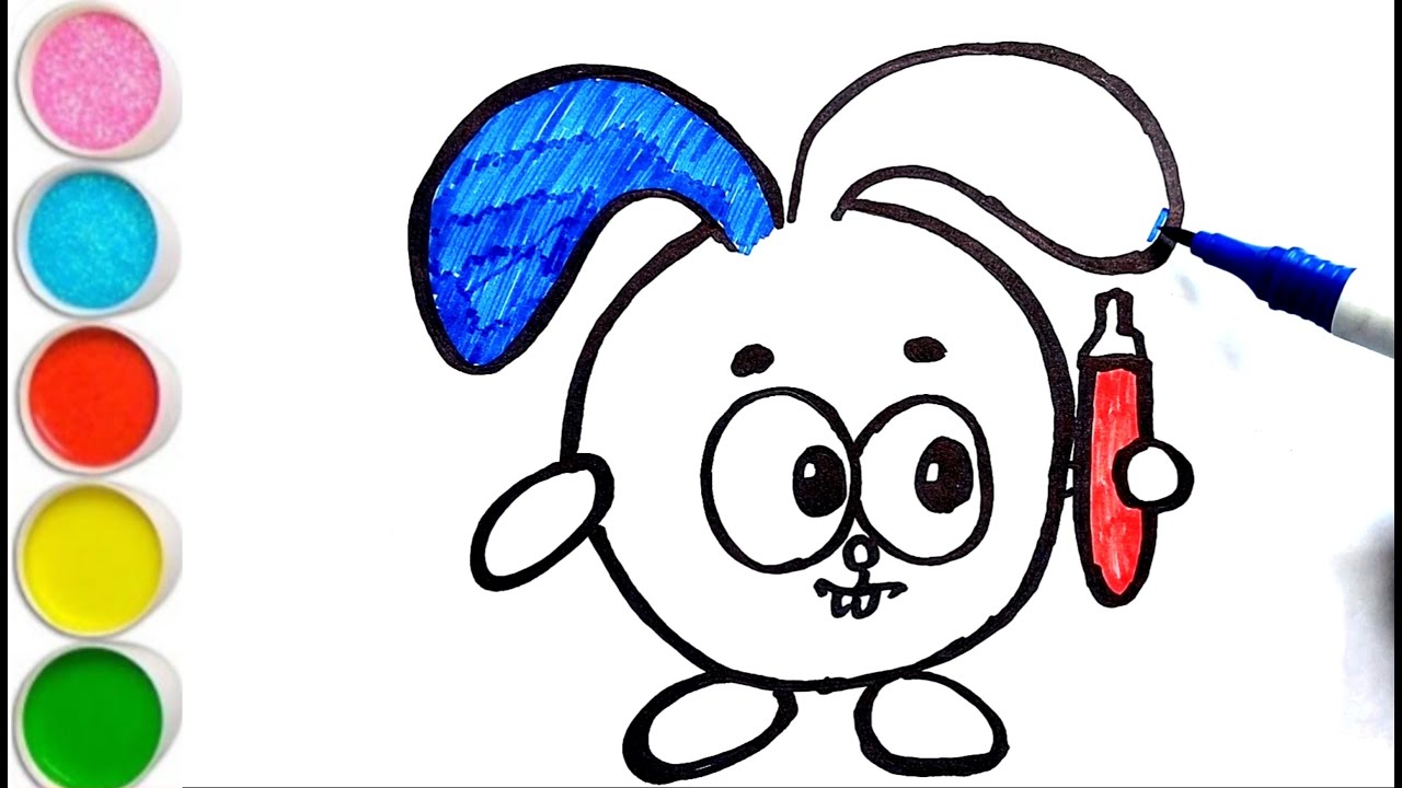 How to draw Krosh from the cartoon Smeshariki for children. - YouTube