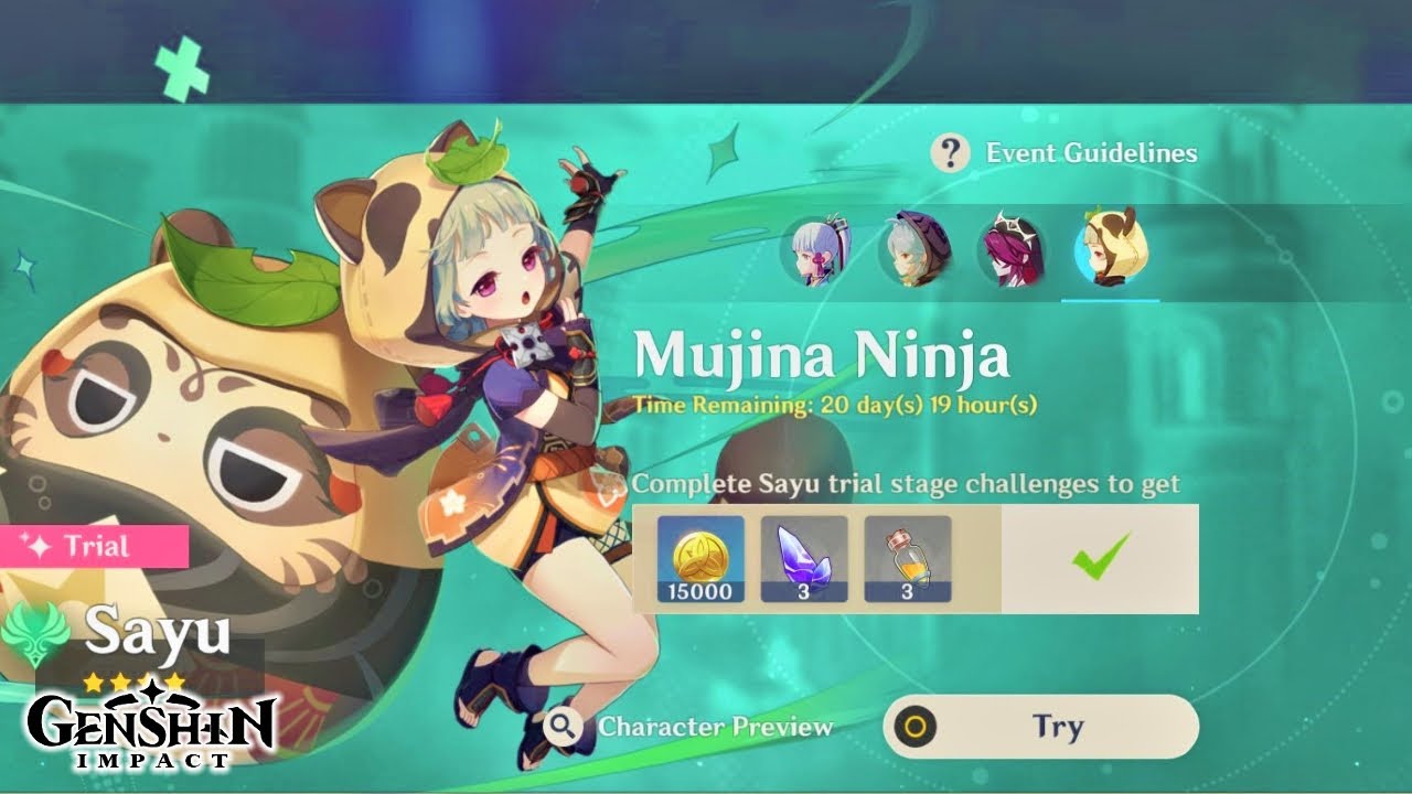 Mujina Ninja (Sayu) Trial - Genshin Impact - YouTube