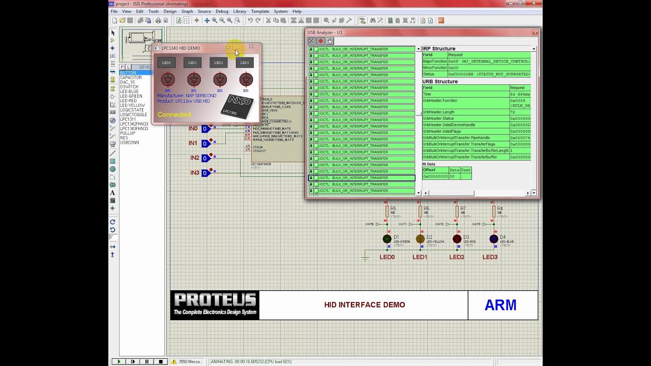 USB HID demo on LPC1343 (Proteus 7.10) - YouTube