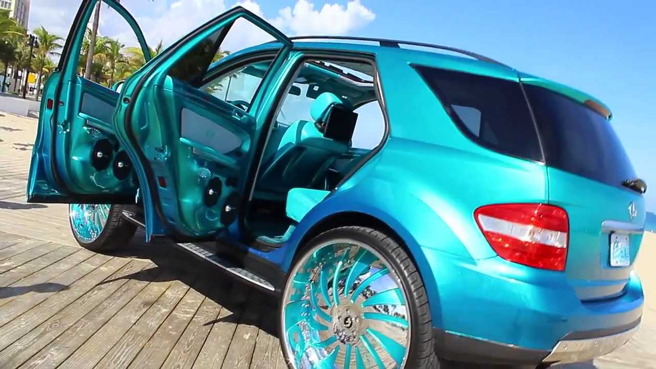 Candy Teal Benz ML on 30" forgiato girato-l - YouTube