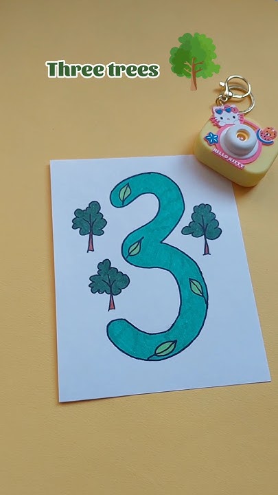 How to draw numbers. Drawing number three. Number drawing easy step-by ...