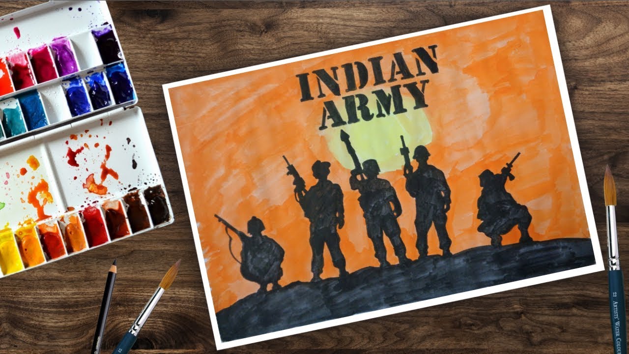 How to draw the Indian Army - Military men Drawing - YouTube