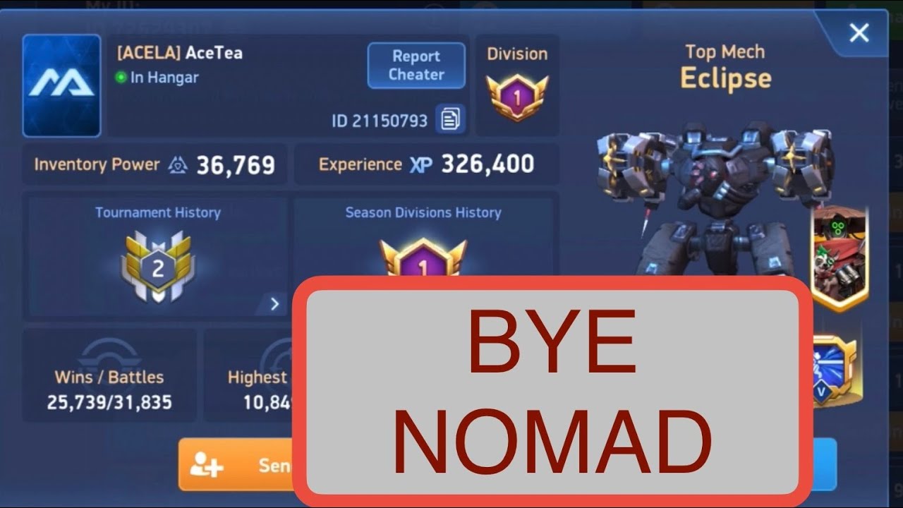 bye NOMAD sp dropper - mech arena - YouTube