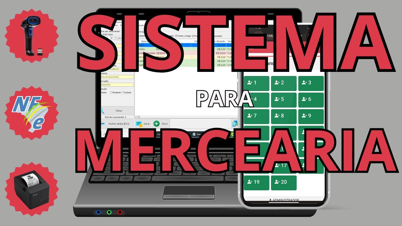 Sistema prático para MERCEARIA: nota fiscal, impressora, controle de estoque, financeiro ...