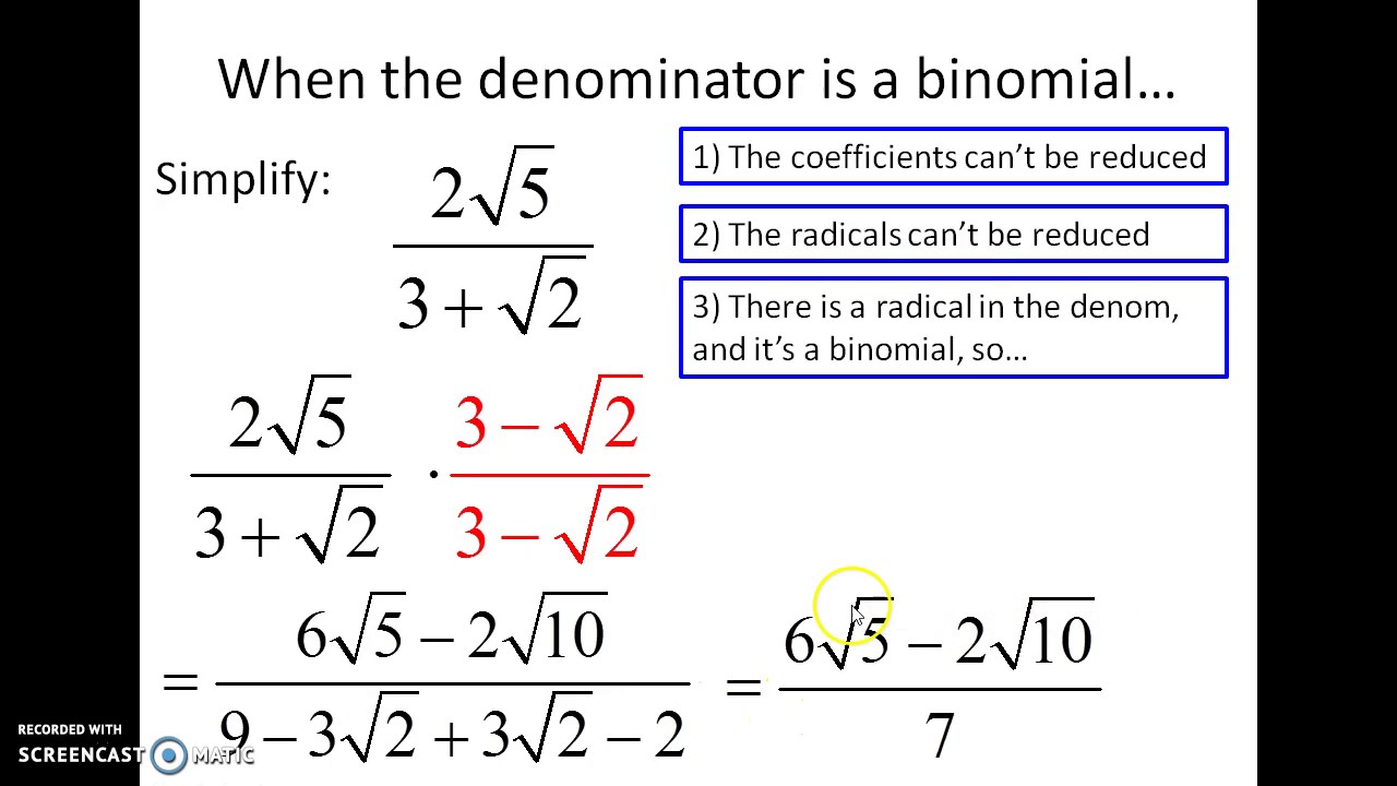 Rationalizing Radical Expressions2 - YouTube