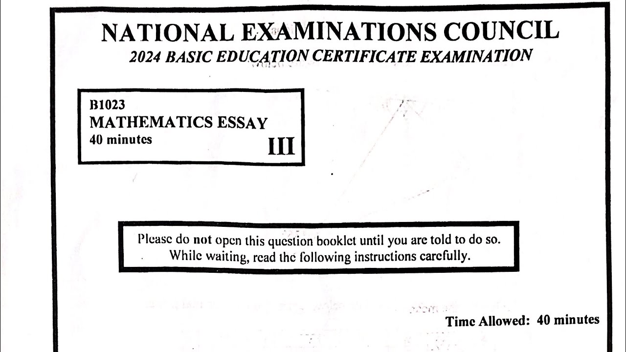 2024 BECE (JUNIOR WAEC) MATHEMATICS ESSAY PAPER III, QUESTIONS ...