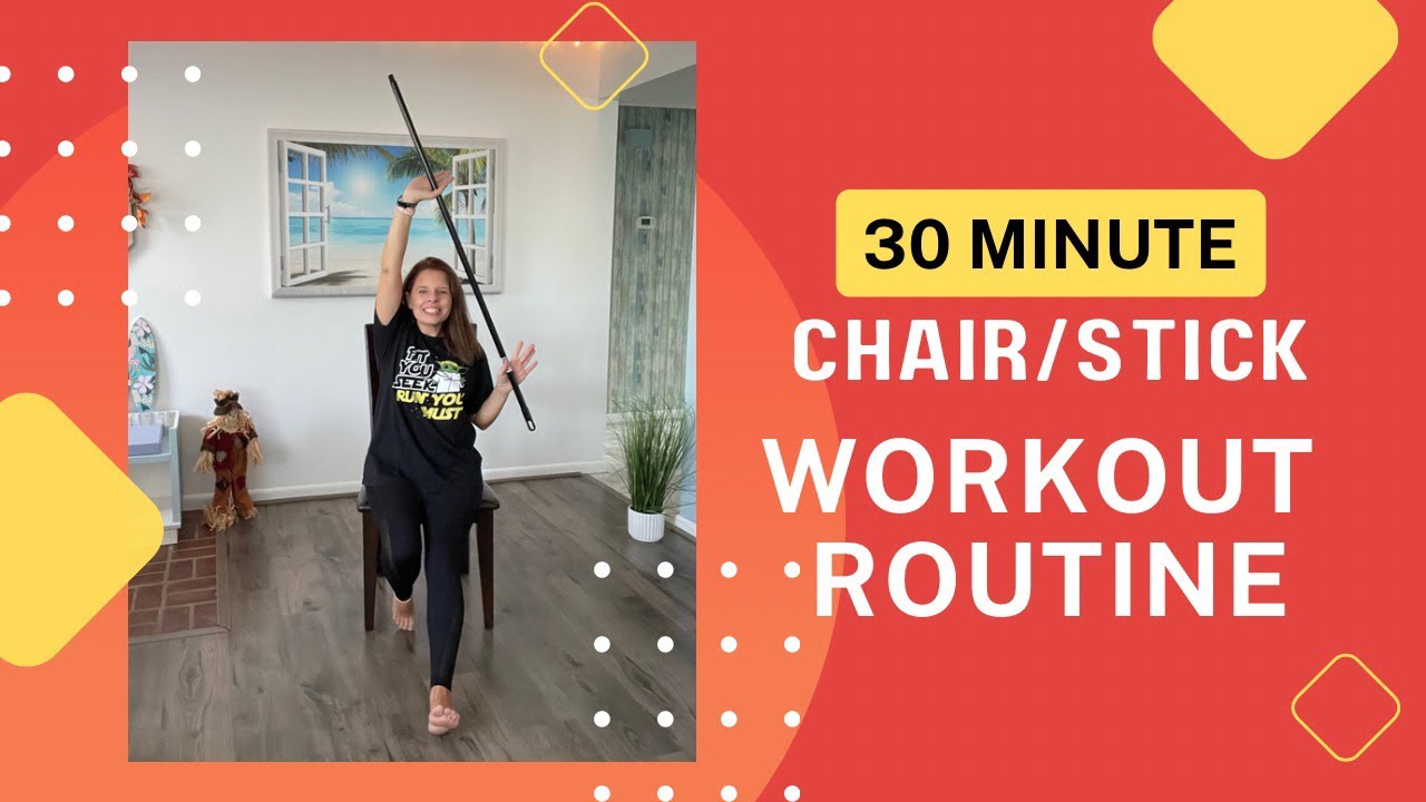 30 minute | Chair workout with stick | Home workout - YouTube