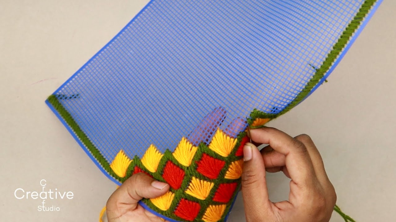 Hand fan design on plastic canvas mat sheet | plastic Canvas Hand ...