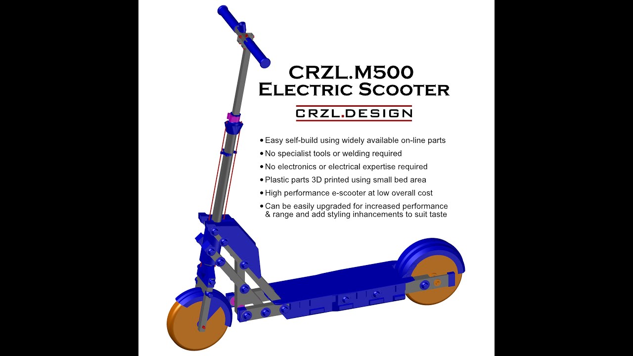 3D Printed DIY Self-Build E-Scooter for Beginners (Speed Test to 28mph ...
