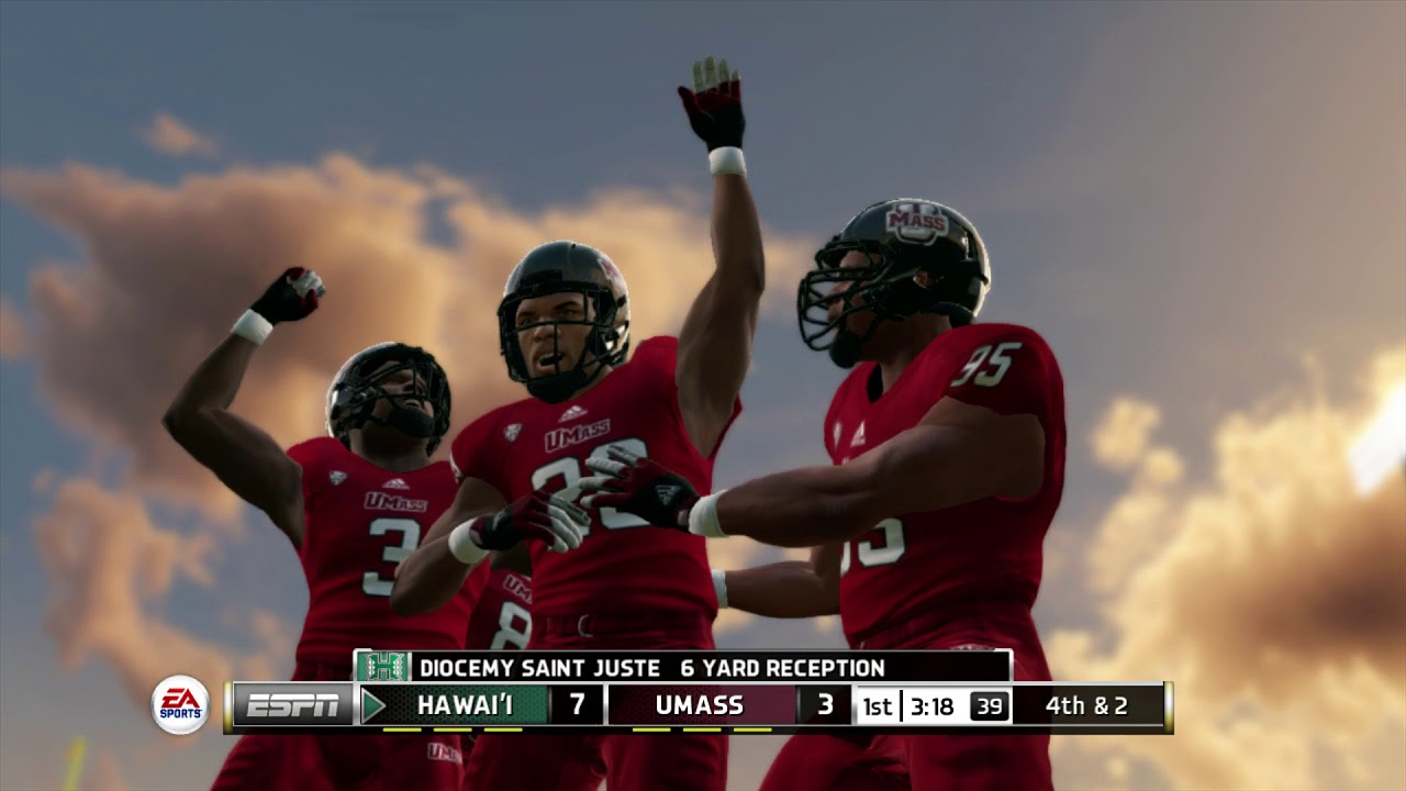 NCAA Week 0 Simulation: Hawaii at UMass - YouTube