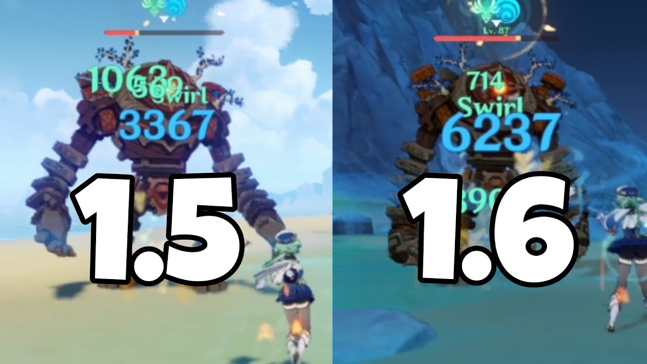 Swirl damage comparison from 1.5 to 1.6 (EM Buff) - Genshin Impact ...