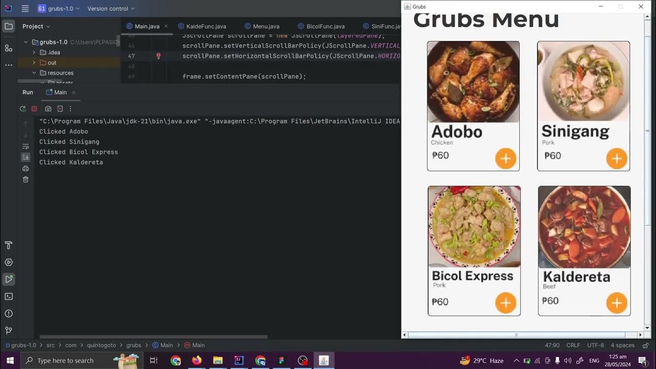 GRUB: A Java Based Ordering System Featuring Filipino Cuisine | Progress 2 - YouTube