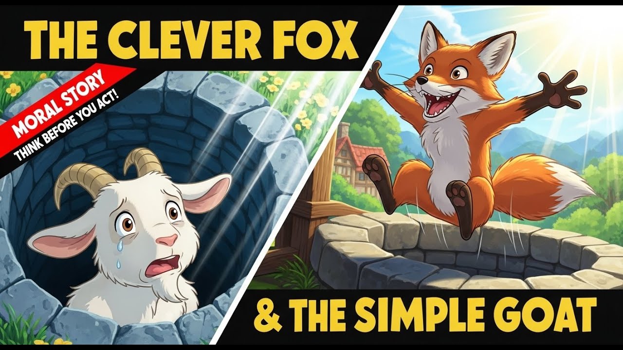 The Clever Fox and the Simple Goat 🦊 Moral Story for Kids | Think ...