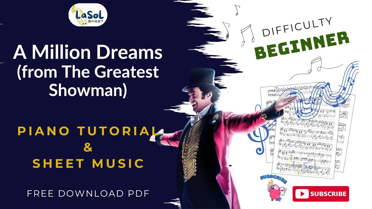 A MILLION DREAMS | PIANO TUTORIAL & SHEET MUSIC (FREE) | Beginner Ver ...