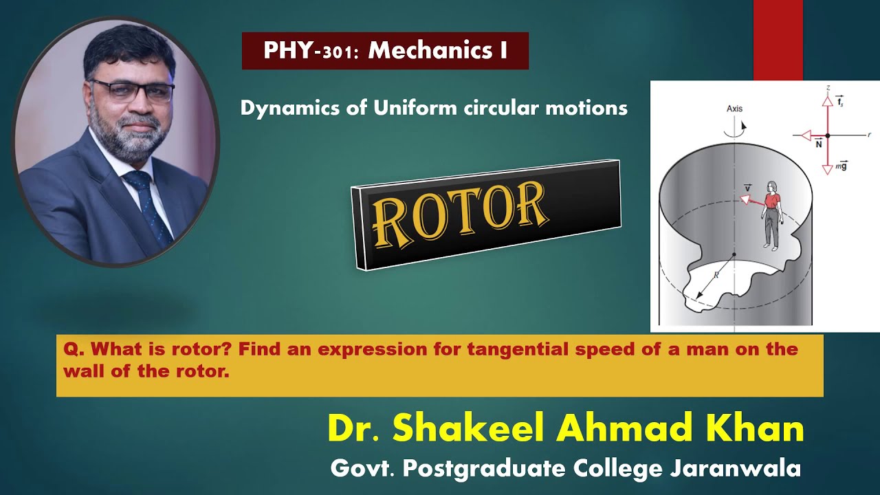 Rotor: Dynamics of uniform circular motions| Expression for tangential ...