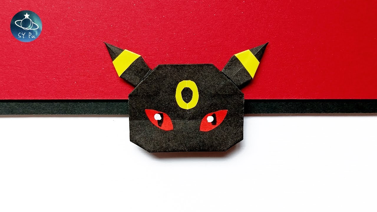 Pokemon Umbreon Easy Origami Tutorial║寶可夢 月亮伊布 簡單摺紙 教學║ ポケモン ブラッキー 簡単 ...