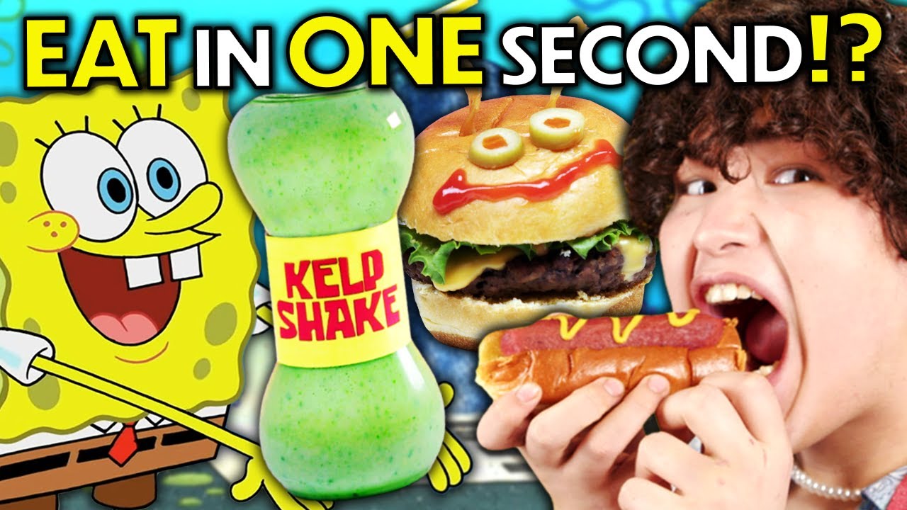 Eat In One Second - Spongebob Squarepants! (Kelp Shake, Krusty Dog ...