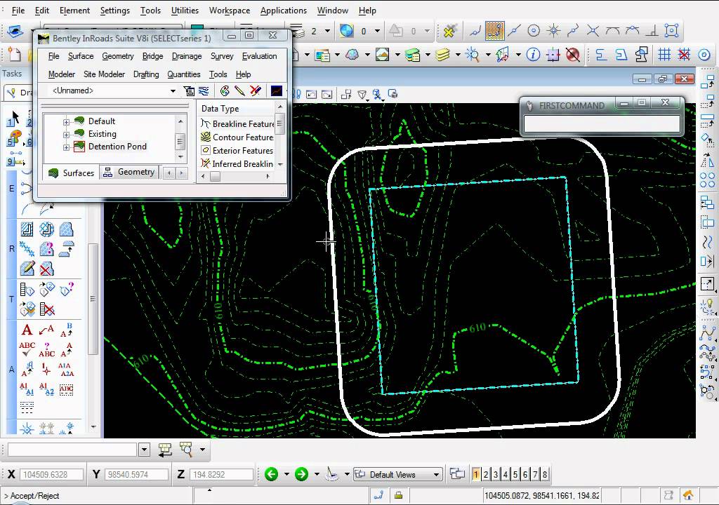 Bentley InRoads - Model a Detention Pond - YouTube