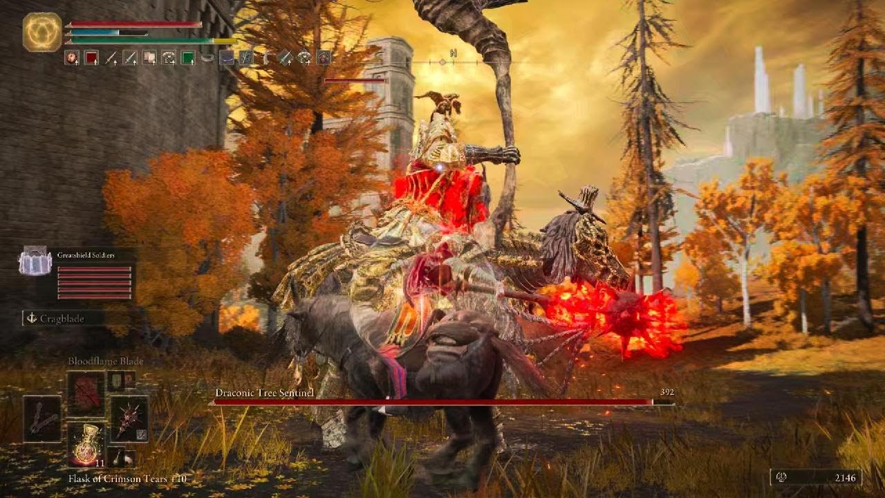 ELDEN RING RL1 run. Draconic Tree Sentinel enemy for Dragon Greatclaw ...