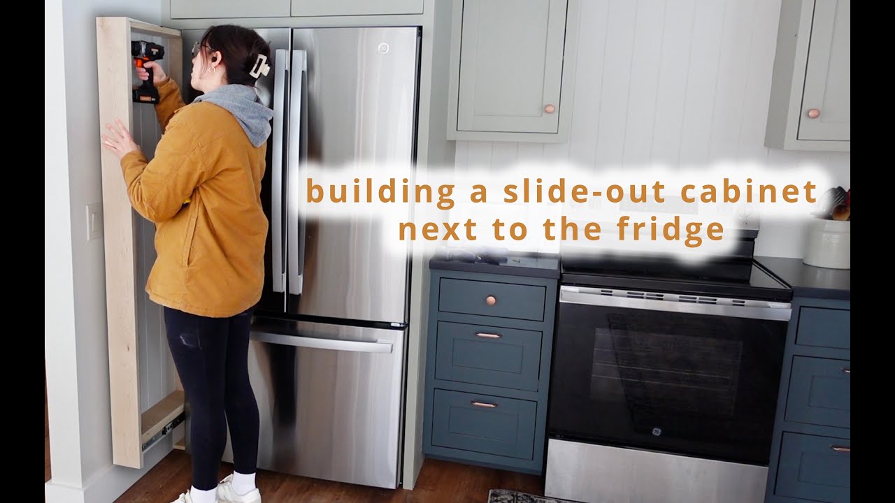 I Built a Slide-Out Cabinet Next to the Fridge [and it works]!! - YouTube
