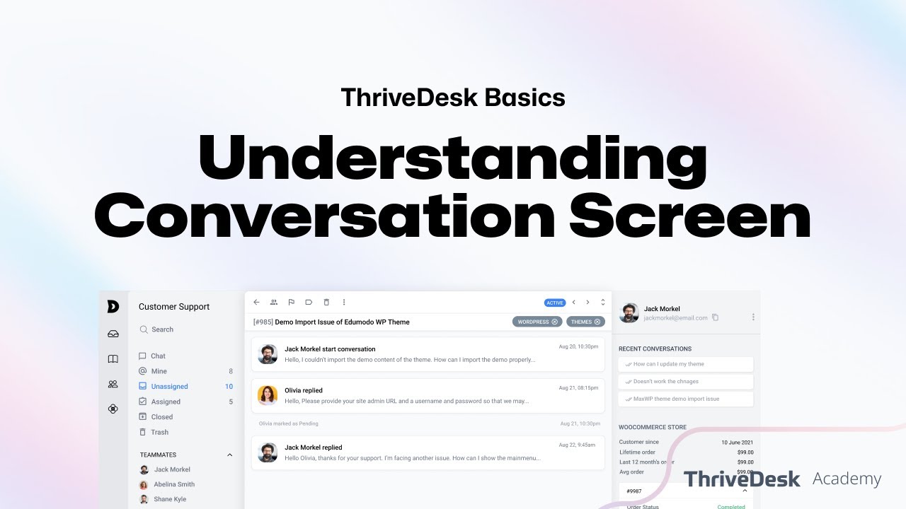 Conversations Page overview of ThriveDesk - YouTube