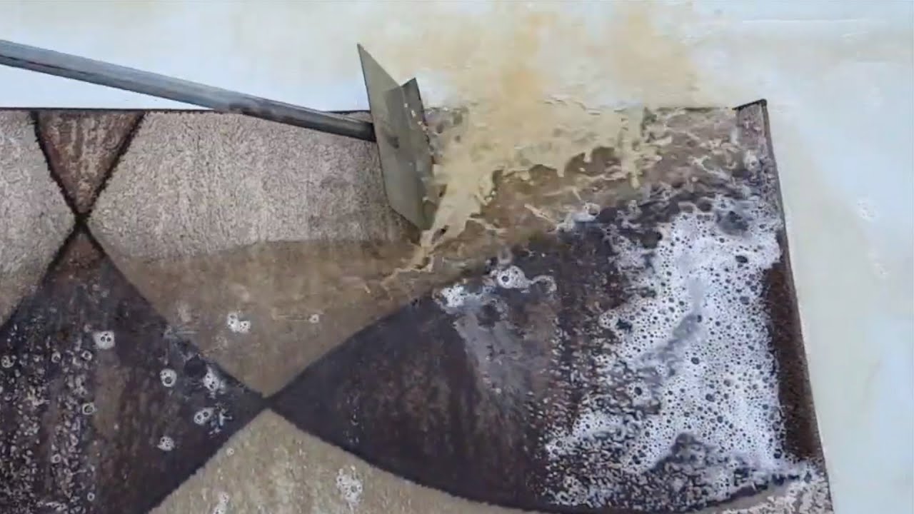 washing this filthy carpet to make it clean and brand new,satisfying ...