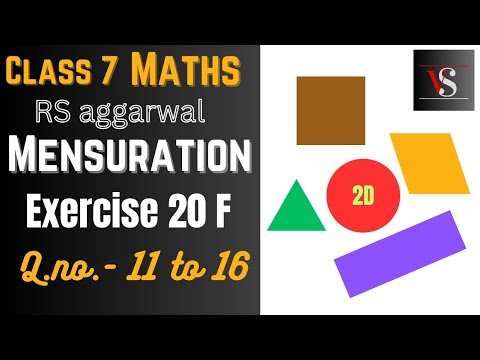 #mensuration class 7 exercise 20 F#maths #Rsaggarwal class 7 question ...
