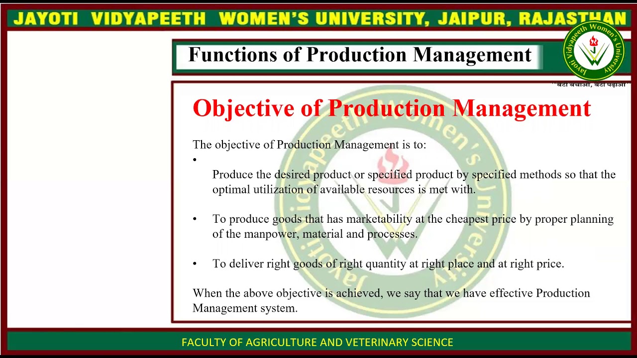 Functions of production management part 1 - YouTube