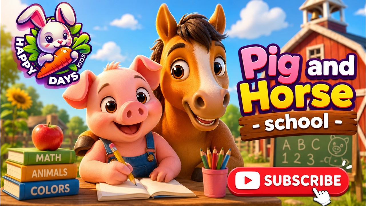 Pig and Horse go to school // Educationl song // Learn English - YouTube
