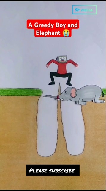 Elephant help man but man is greedy 😭 #cartoonvideo #ytshorts - YouTube