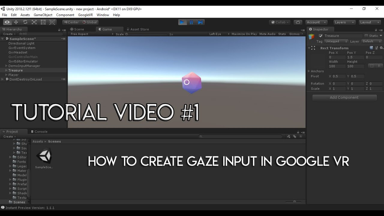 cara membuat gaze input Google VR pada unity #games #tutorial #unity - YouTube