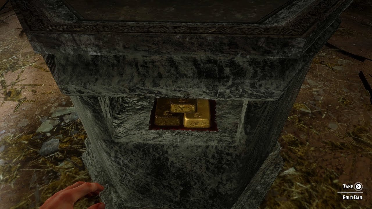 A hole inside a cave with hidden gold bars worth $1500 in RDR2 - YouTube