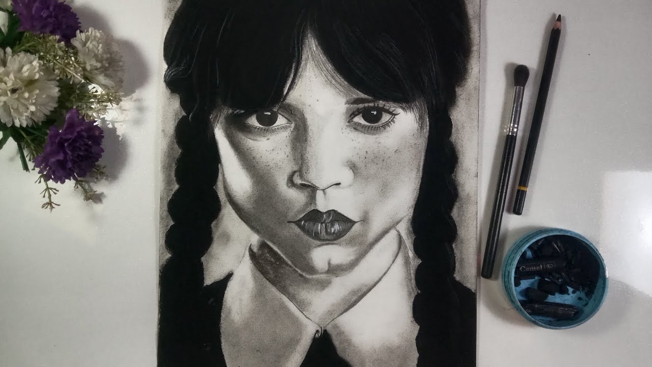 How To Make Wednesday Addams | Pencil Drawing |Wednesday Addams #fyp # ...