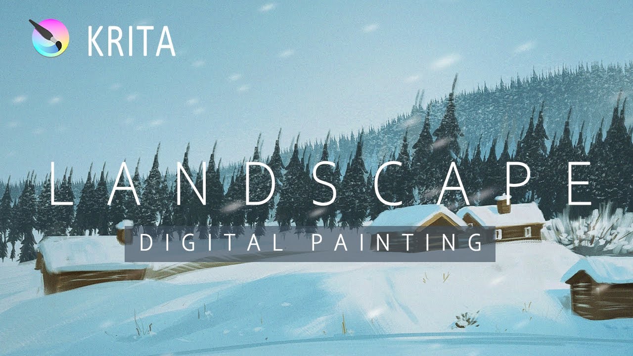 Digital Painting in Krita - Snow Landscape - YouTube