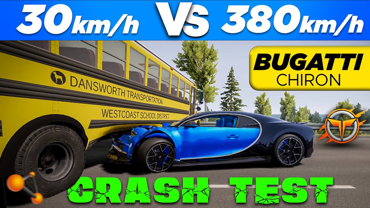 Bugatti Chiron Crash Test | BeamNg.Drive Crashes | Steering Wheel ...