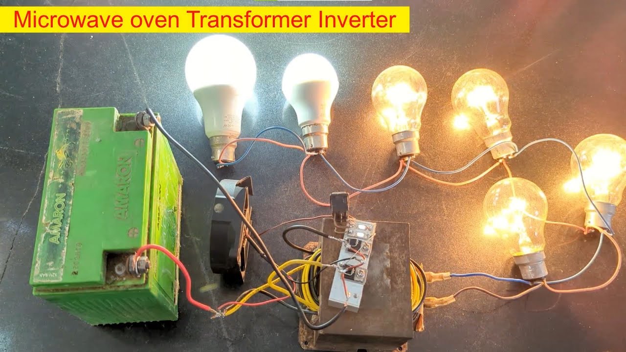 inverter from scrap microwave oven transformer - YouTube