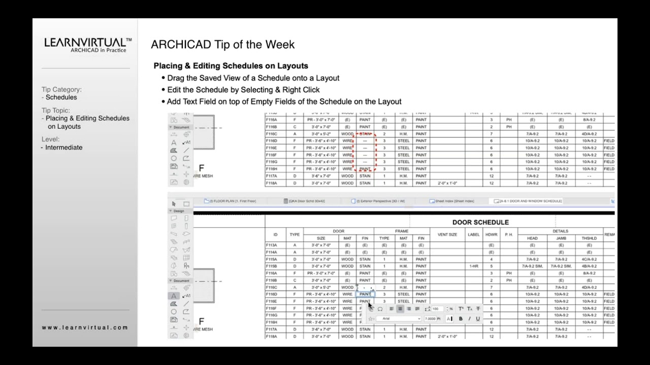 Placing and Editing Schedules on Layouts in ARCHICAD - YouTube