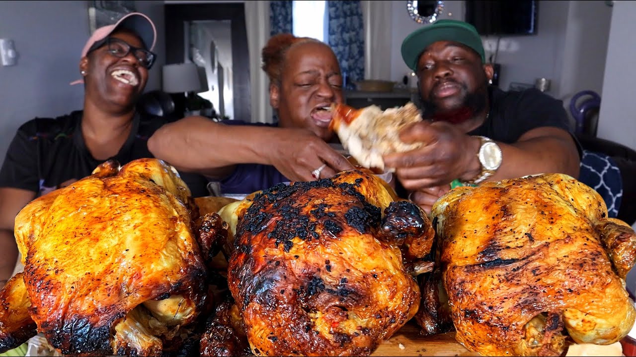 ROTISSERIE CHICKEN CHALLENGE| LEMON PEPPER| BBQ| GARLIC LEMON MUKBANG ...