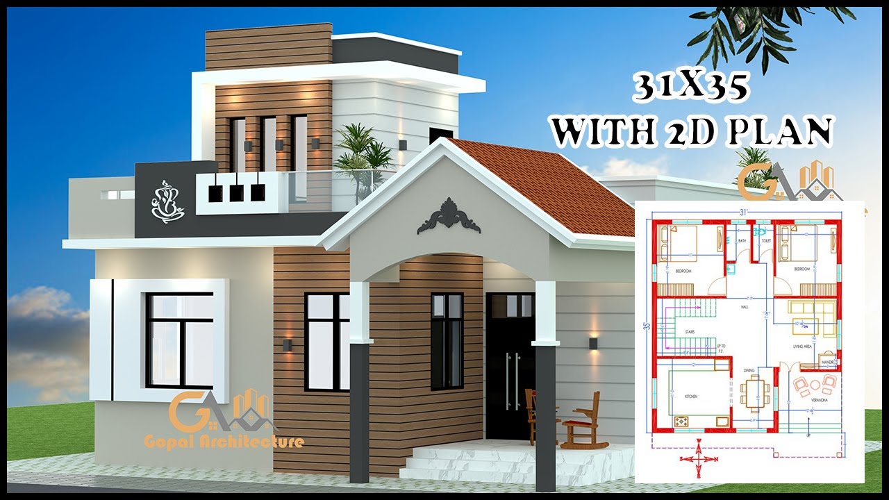 31 X 35 House Plan| 1085 Sq Ft House Plan| 2Bhk East Facing House Plans ...
