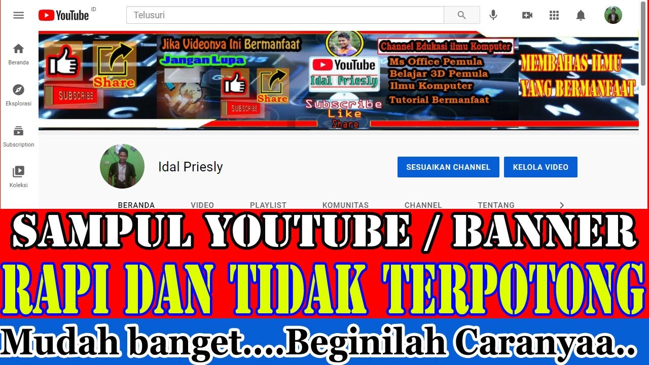 Cara Membuat Banner Sampul Youtube Agar Tidak Terpotong || Ukuran Foto ...