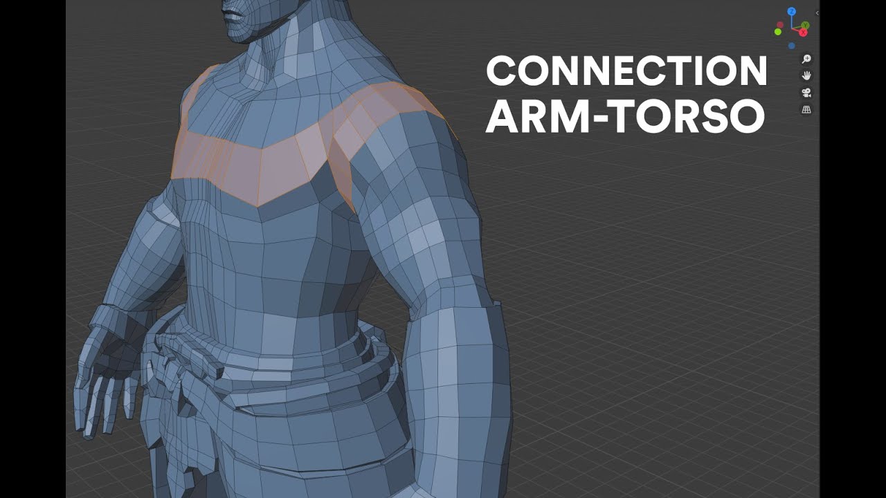 3D Character Retopology - Arm to Torso connection - Five Star loops ...