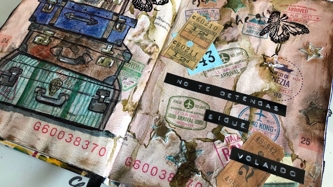 Diario de Arte/Art Journaling estilo Vintage con collage con revistas ...
