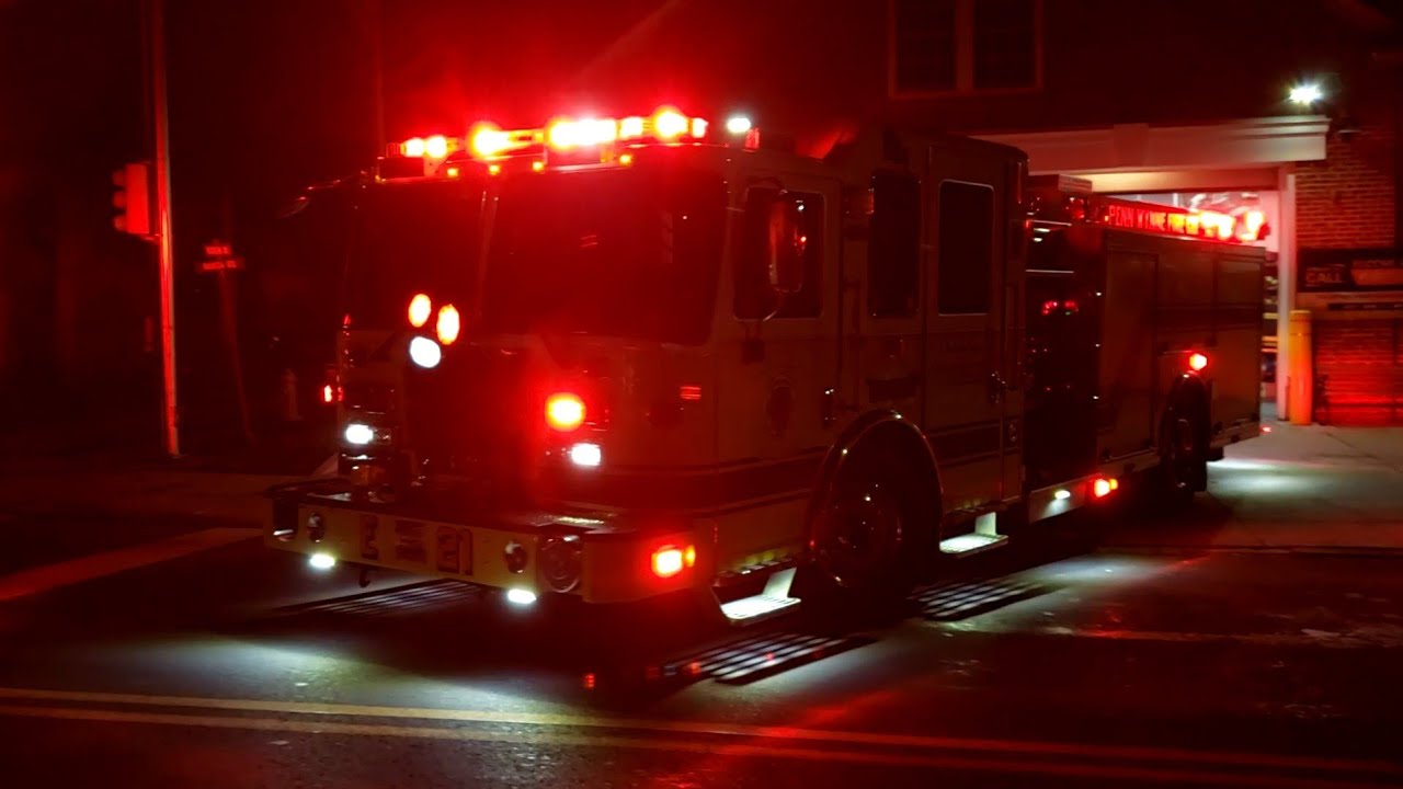 Penn Wynne Fire Company Ladder 21 and Engine 21 responding 11-29-23 ...
