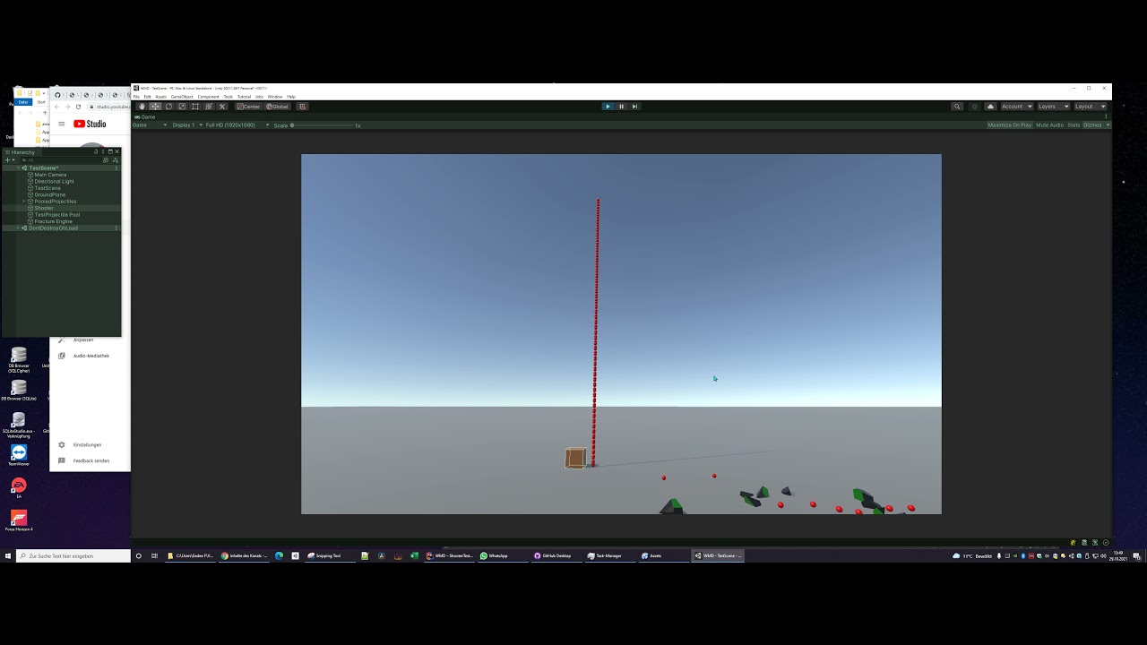 Fracturing cube when hit by homing bullets - YouTube