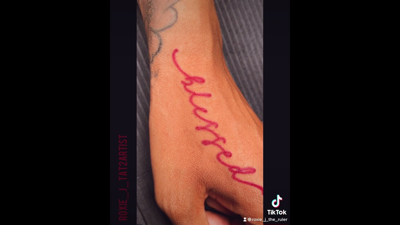 Blessed Red Ink Hand Tattoo - YouTube