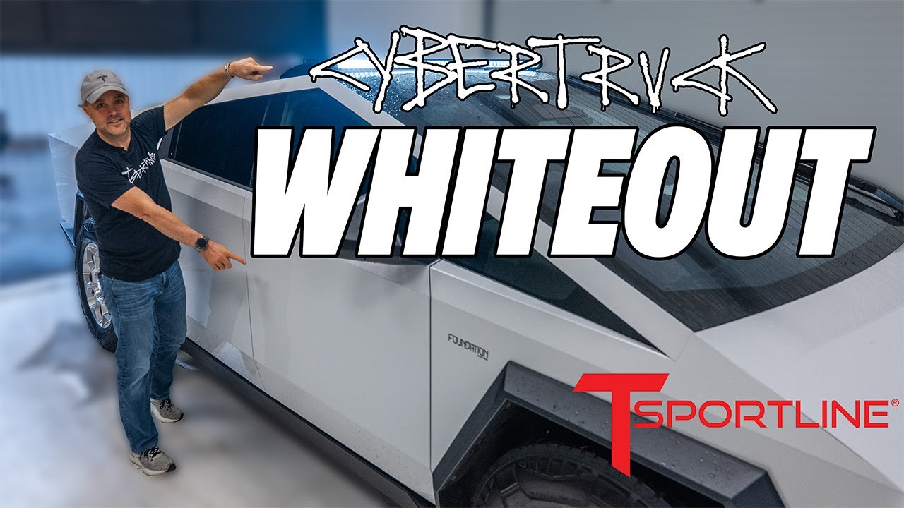 Total WHITEOUT 🤍 Cybertruck in TMaxx Pealpeak White PPF & 20" Brushed ...
