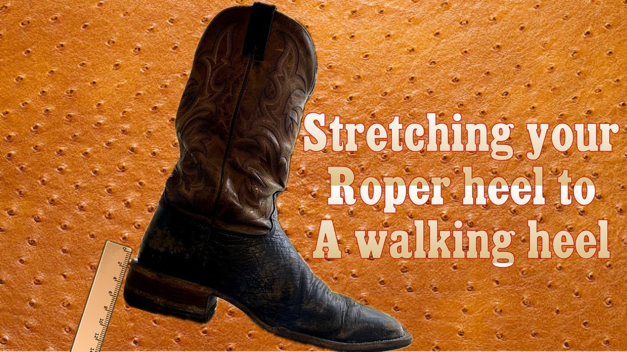 Stacking cowboy boot heel from roper to walking - YouTube