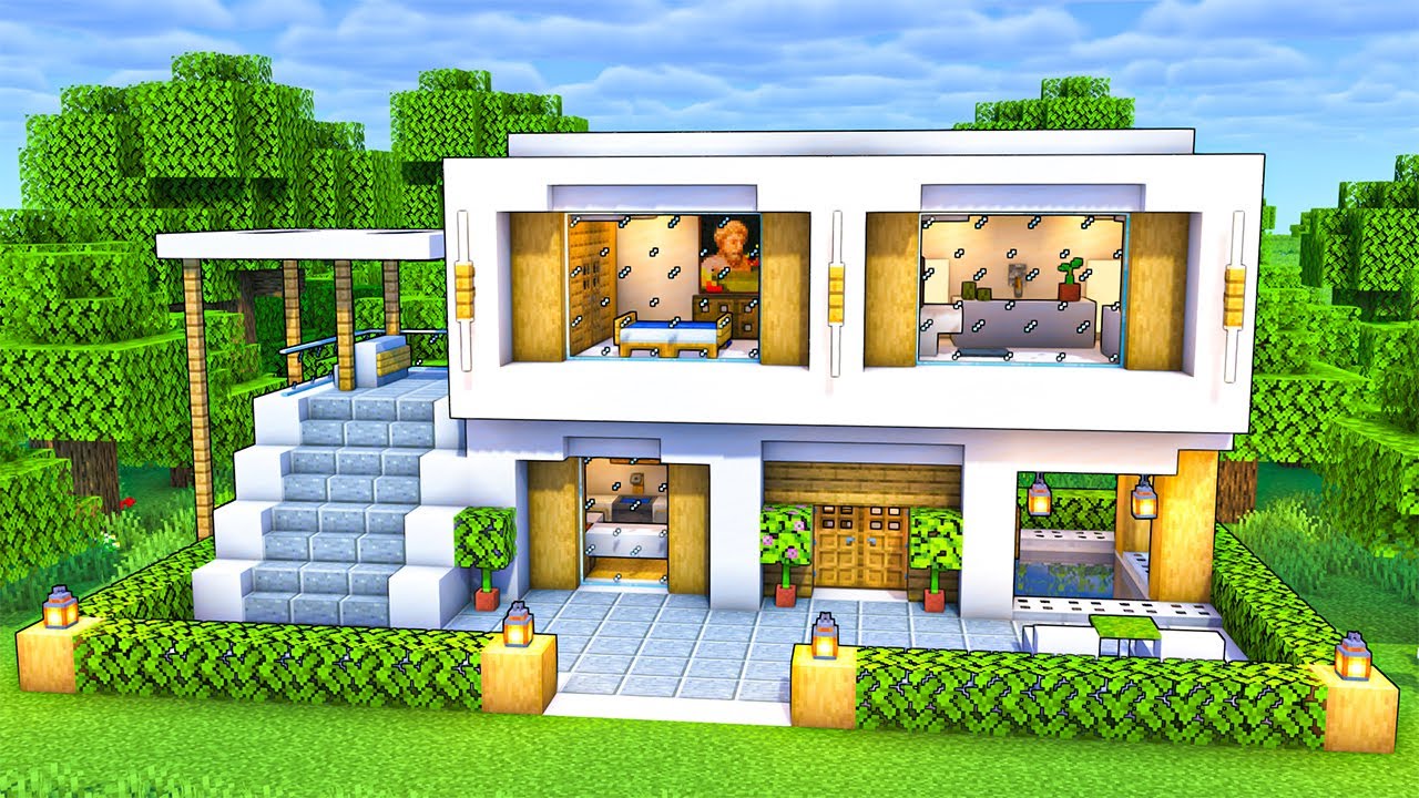 Minecraft: Simple Modern House Tutorial - YouTube