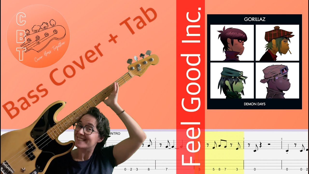 Gorillaz - Feel Good Inc. (Bass Cover) (Tab and Score) - YouTube