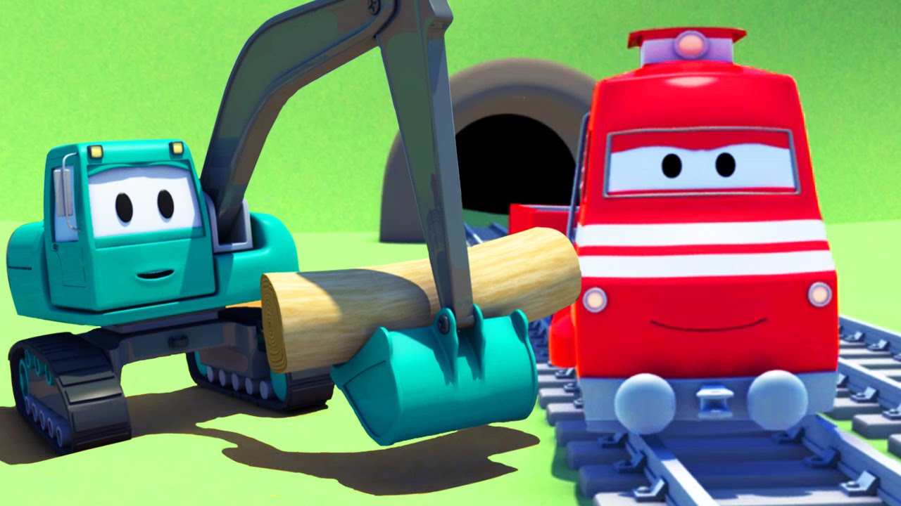 Troy The Train and the Excavator in Car City| Cars & Trucks cartoon for ...